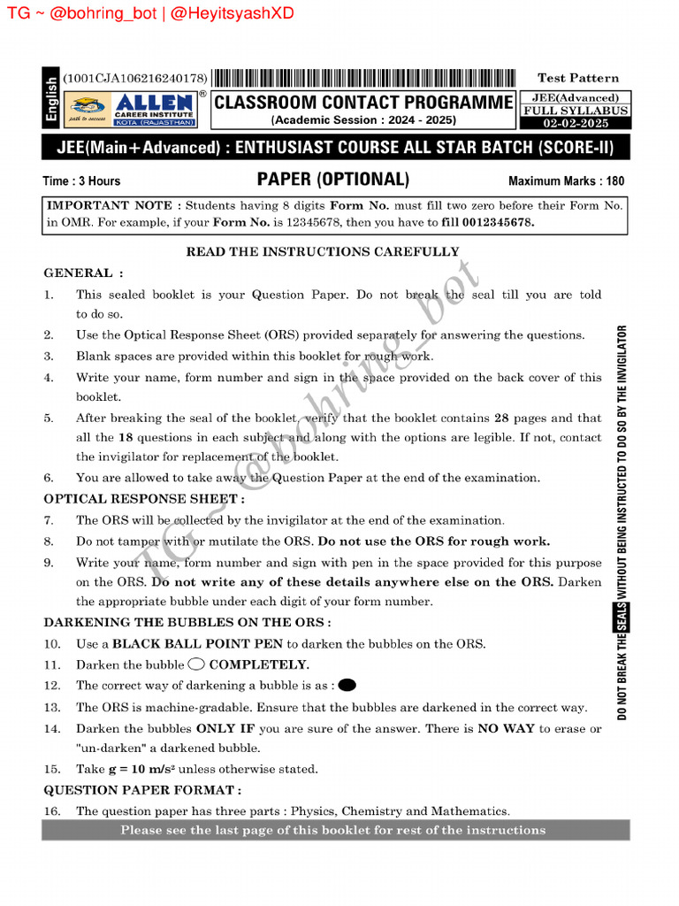 @bohring Bot @HeyitsyashXD 0202 Enthusiast All Star Batch Score | PDF