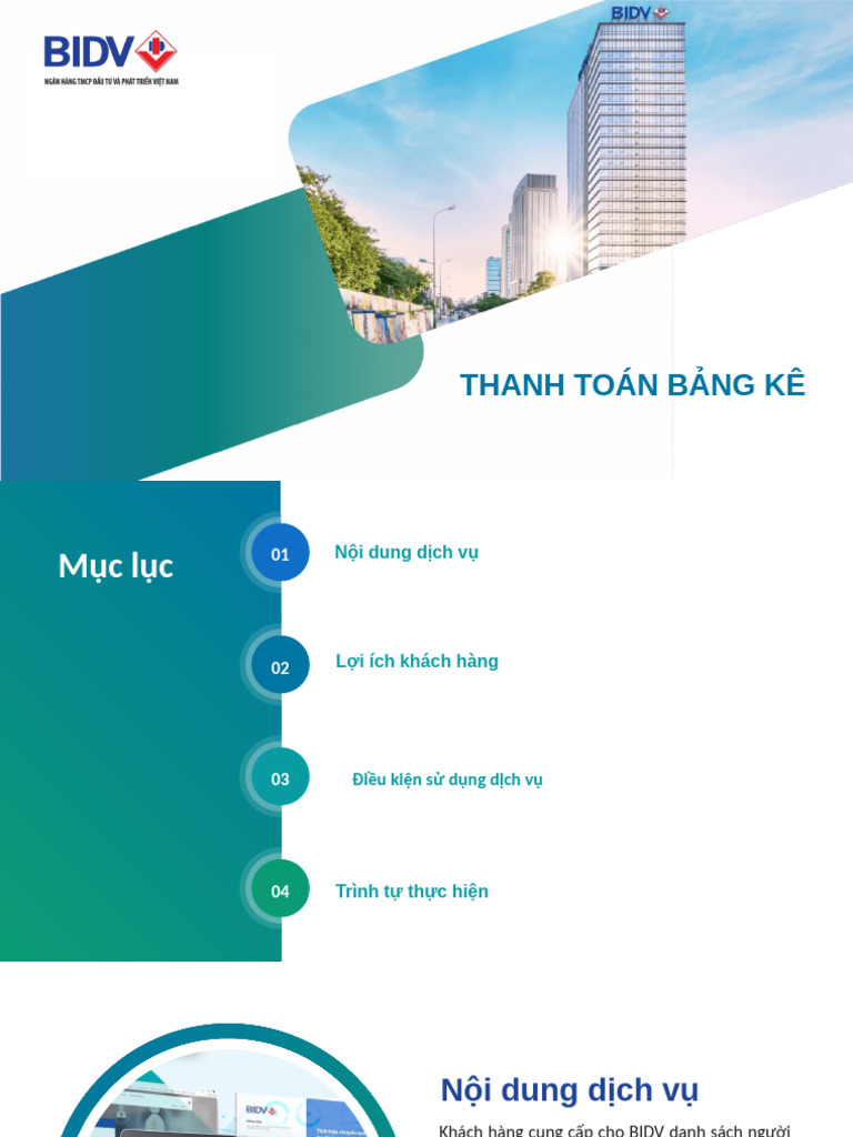 BIDV Thanh Toan Bang Ke | PDF