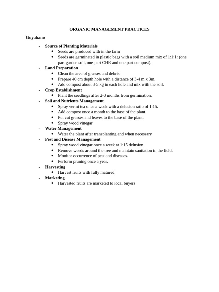 Organic Management Practices | PDF