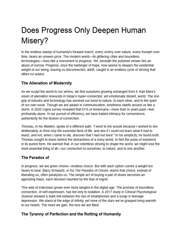 The Burden of Progress on Humanity | PDF