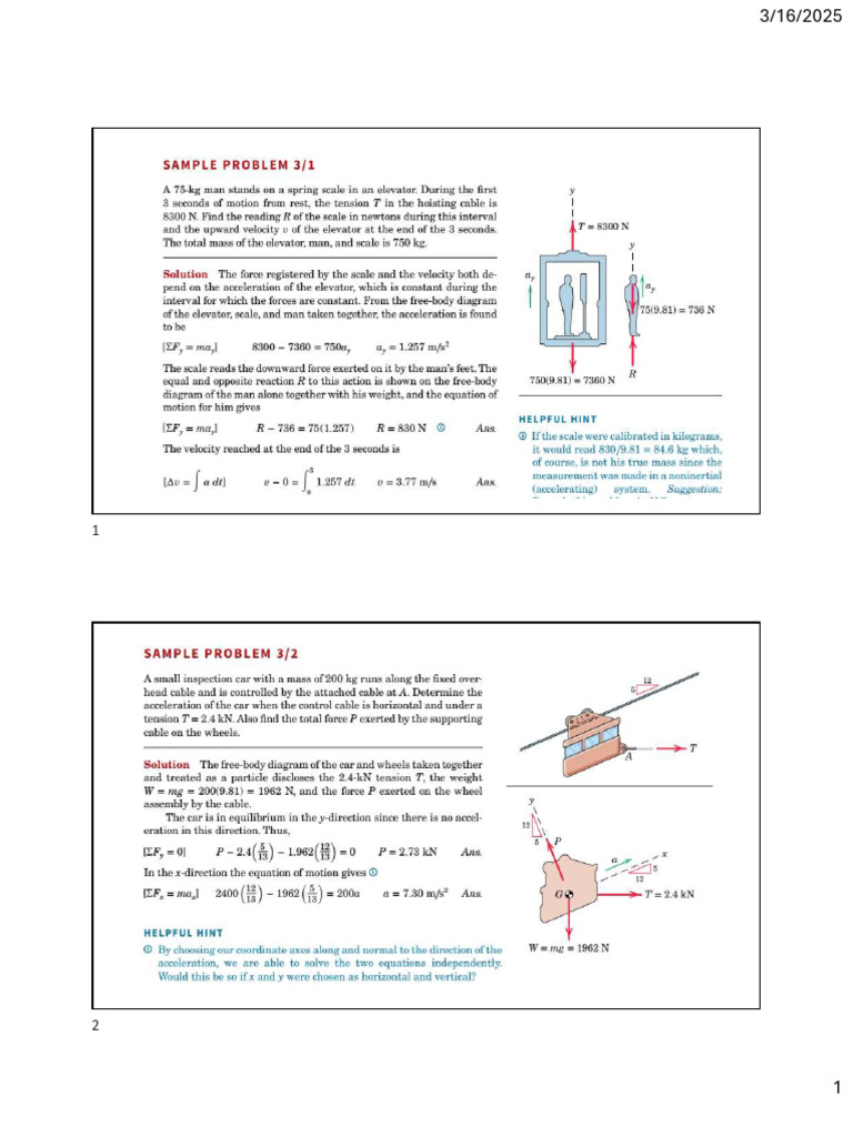Examples For Rectilinear and Curvilinear Motion in Chapter 2 | PDF