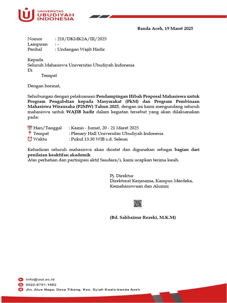 Surat Undangan PKM Dan P2MW | PDF