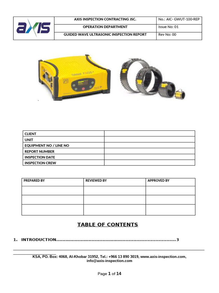 AIC - GWUT-100-REP GWUT Report Format | PDF | Physical Sciences ...