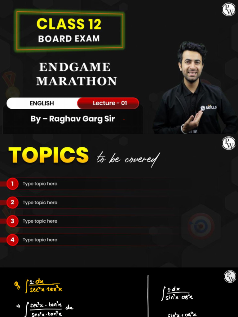 Lec.01 - PPT - Marathon - Maths - Endgame - Class 12th - Raghav Garg Sir... | PDF