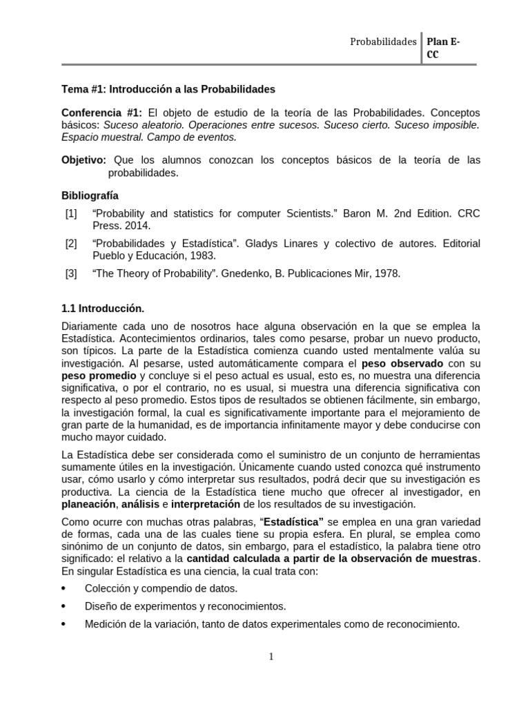 Conf - 1 - Prob - PlanE - Conceptos Básicos | PDF | Teoría de ...
