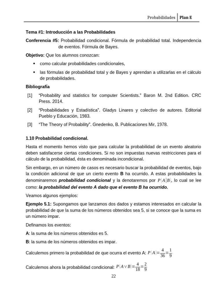 Conf 5 Prob PlanE Cond Total Bayes | PDF | Probabilidad | Teoría de ...