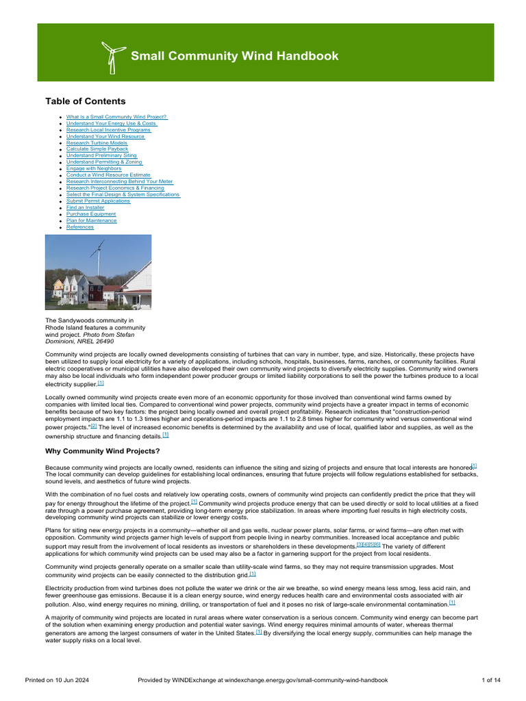 Small Community Wind Handbook | PDF | Wind Power | Wind Turbine