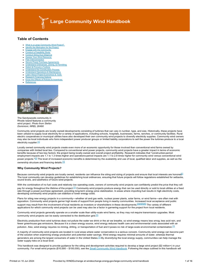 Large Community Wind Handbook | PDF | Wind Power | Electric Power Transmission