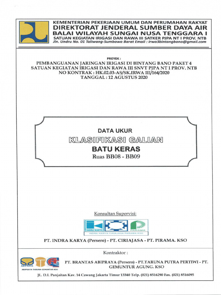 Data Ukur Klasifikasi Galian Batu Keras BB08-BB09 | PDF