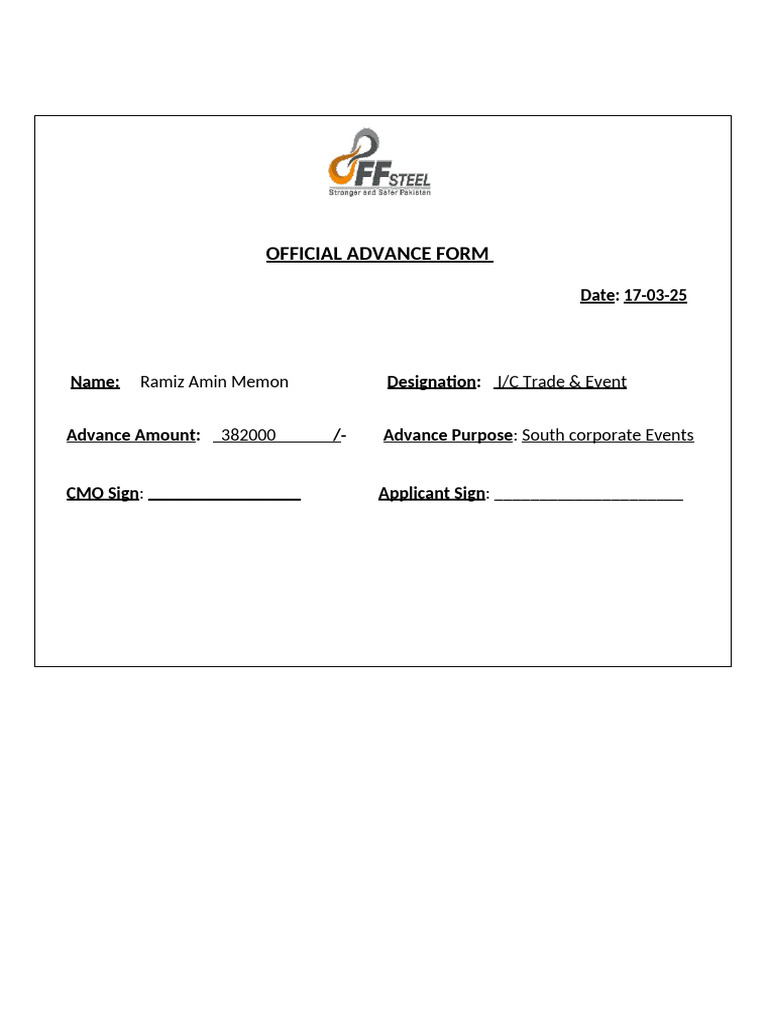 Advance Request for South Events | PDF