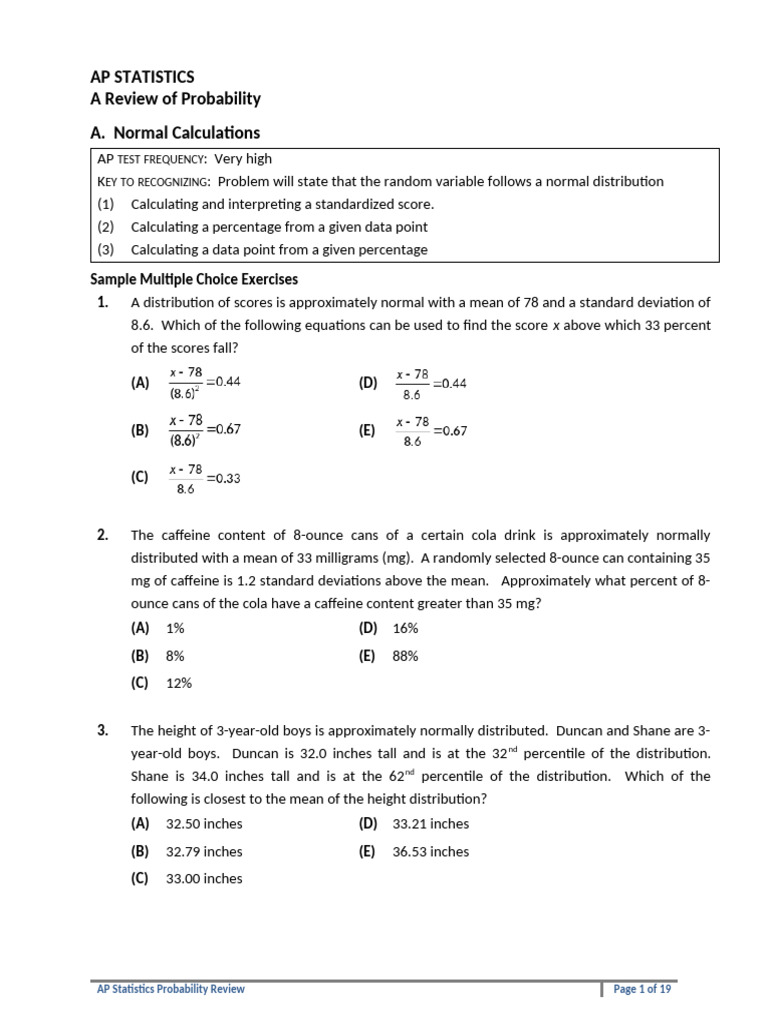 AP Statistics Probability Review Guide | PDF | Probability Distribution ...
