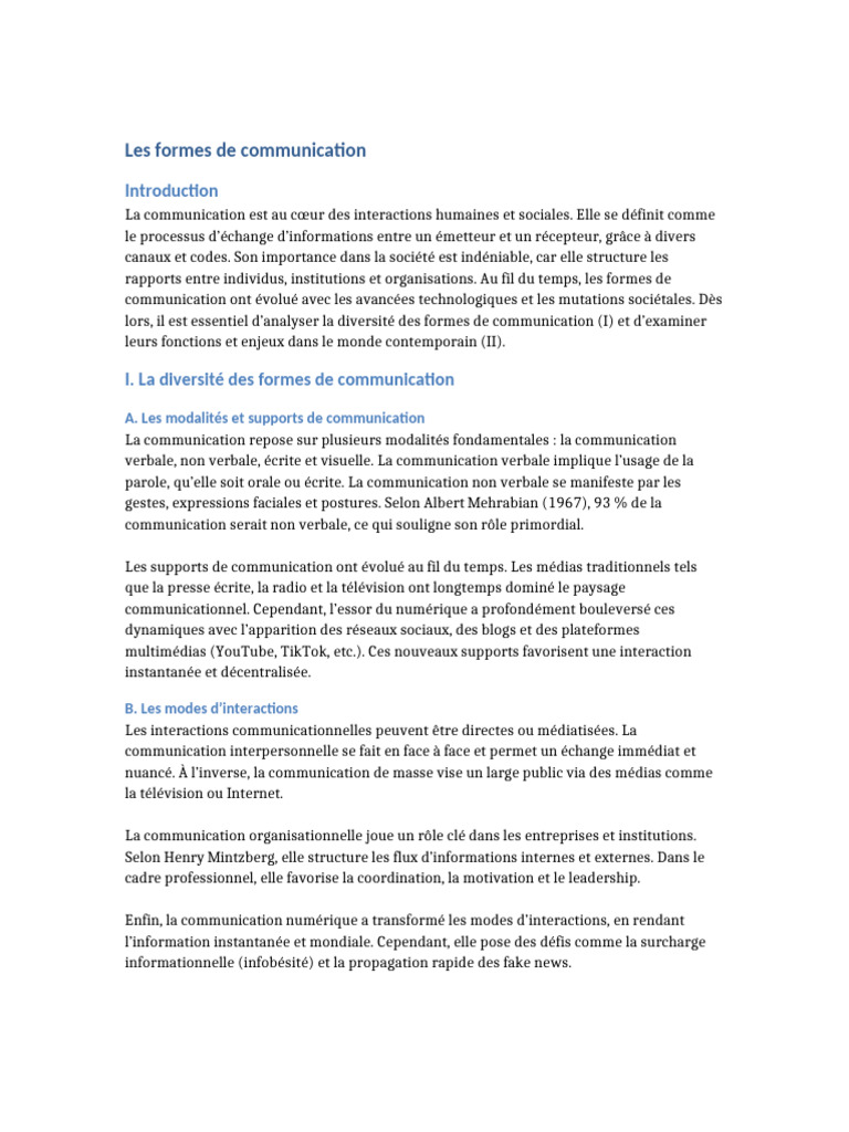 Diversité des formes de communication | PDF | la communication | Média ...