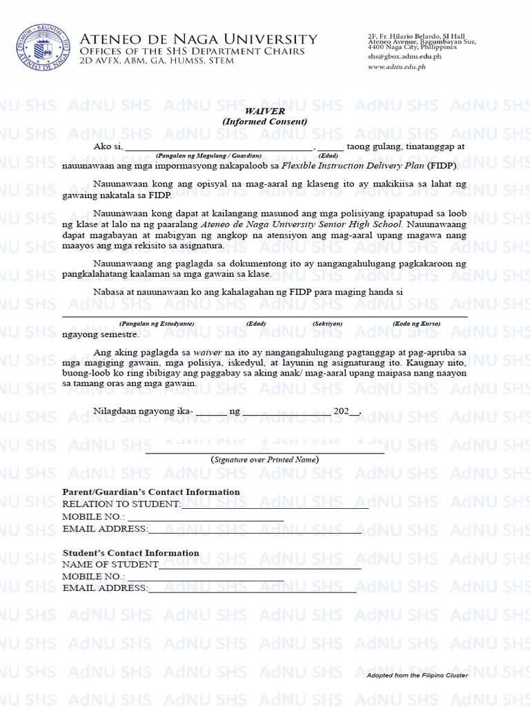 Fillable Acknowledgement Receipt of the FIDP | PDF