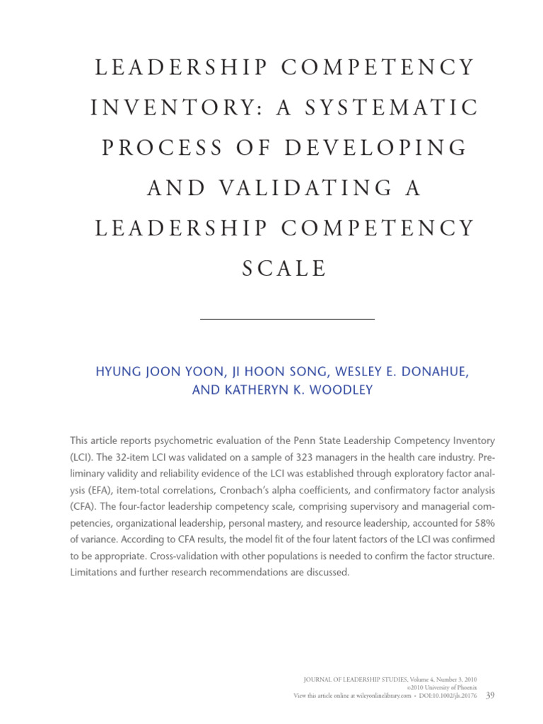 Leadership Competency Inventory A System | PDF | Factor Analysis