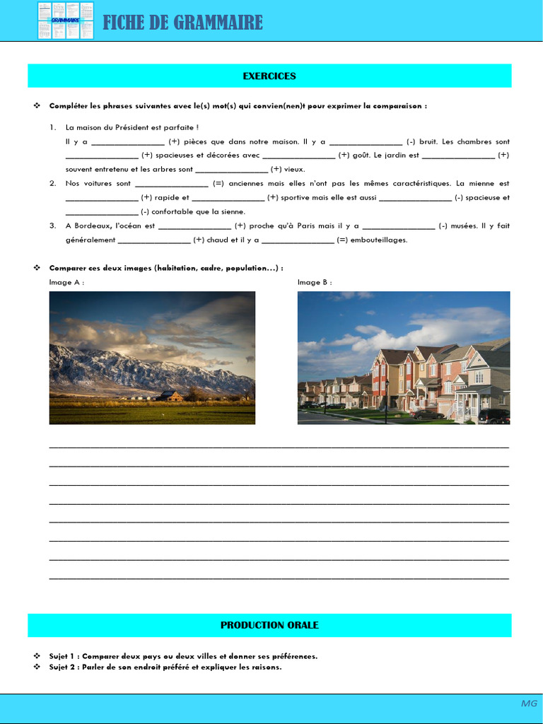 Exercices de comparaison en français | PDF