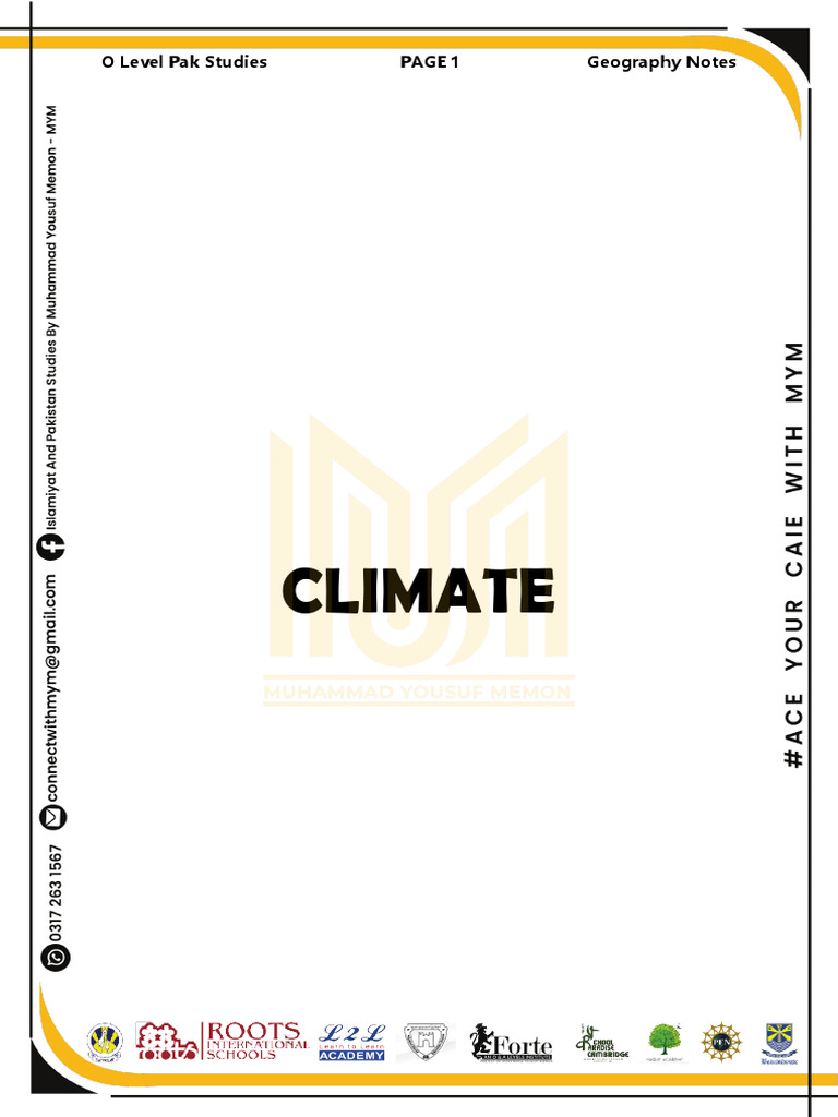 O Level Geography: Climate Notes | PDF | Atmosphere Of Earth | Flood