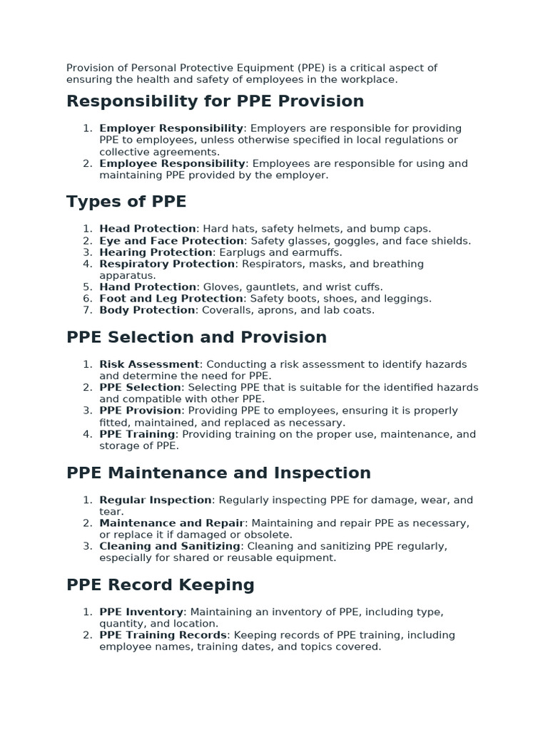 PPE Provision | PDF