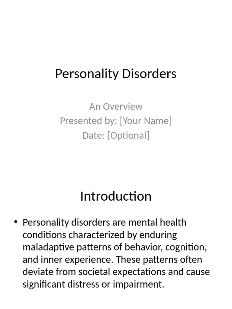 Personality Disorders Presentation | PDF