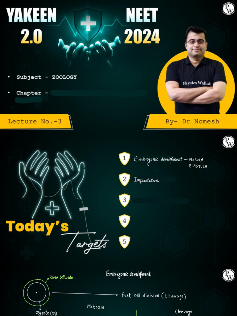 Human Reproduction 12 - Class Notes - Yakeen 2.0 2024 (Legend) | PDF
