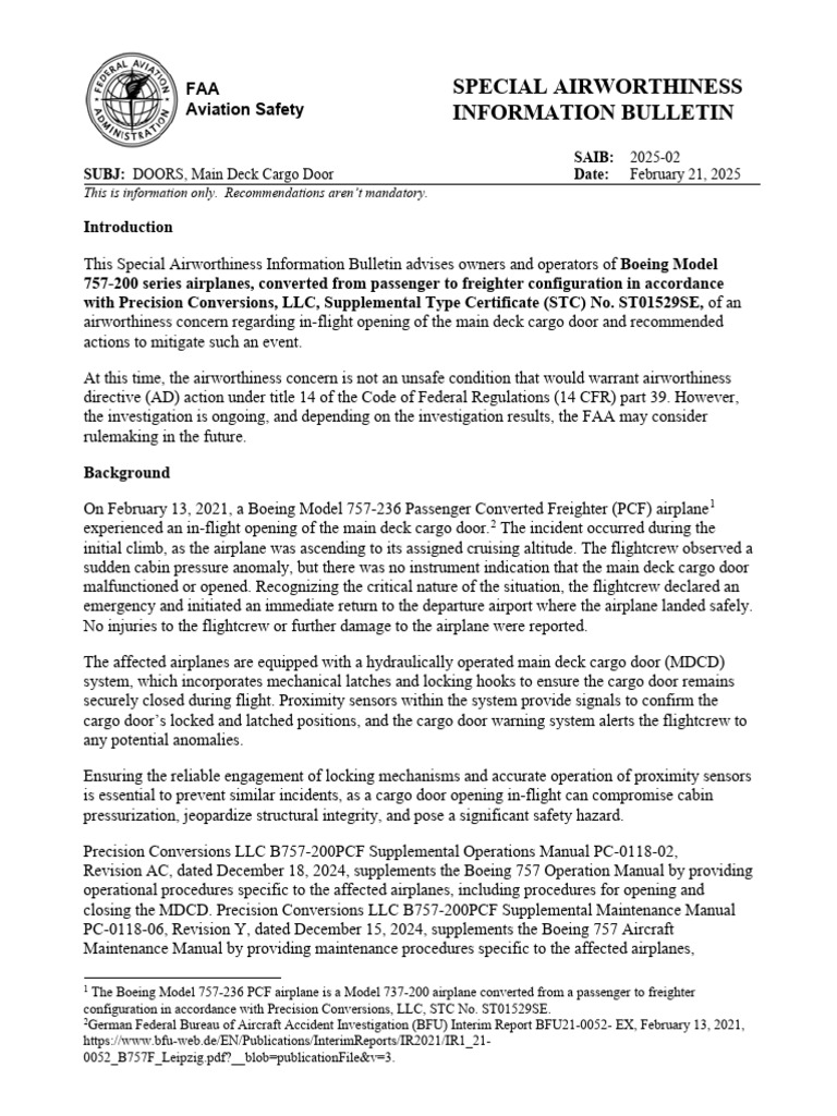 Easa Sib Saib-2025-02 1 | PDF | Airplane | Transport Safety