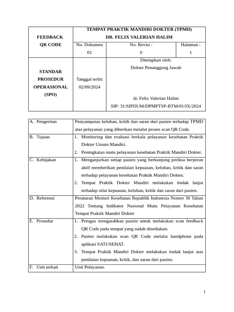 Prosedur Feedback QR Code di TPMD | PDF