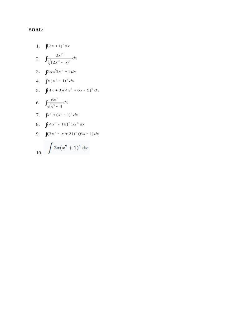 Soal Integral Substitusi | PDF