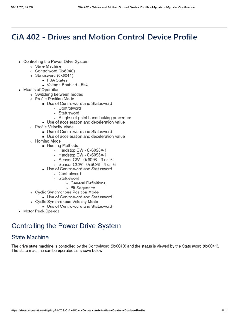 CiA 402 - Drives and Motion Control Device Profile - Myostat - Myostat ...