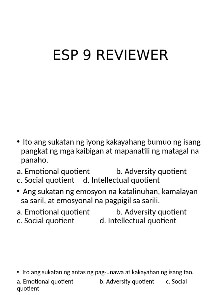 Esp 9 Reviewer 025639 | PDF