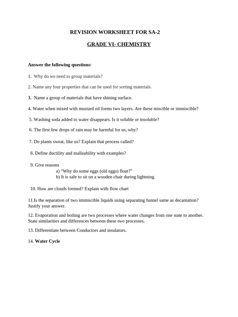 Revision Worksheet Grade6 | PDF