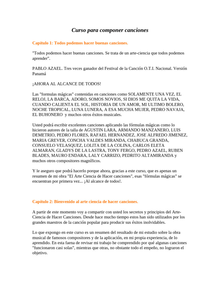 Manual de Musica - Curso para Componer Canciones | PDF | Metro (poesía) | Intuición