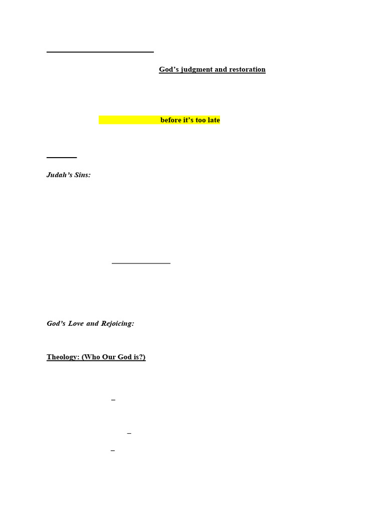 Zephaniah: Judgment and Restoration | PDF