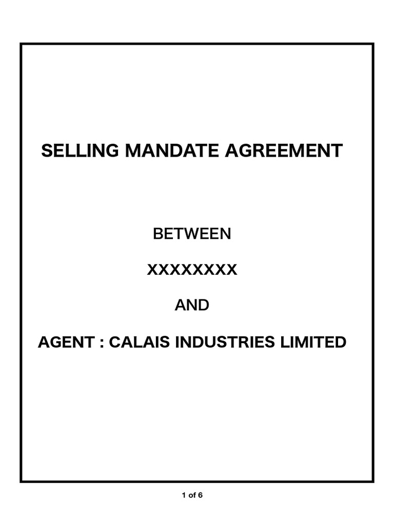 Sellers Mandate Agreement. (CALAIS) | PDF