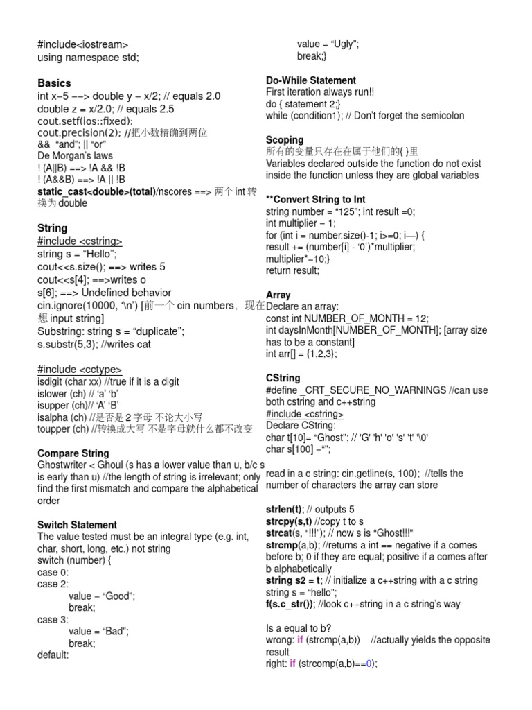 Cheatsheet 10 Pdf String Computer Science Object Oriented Programming