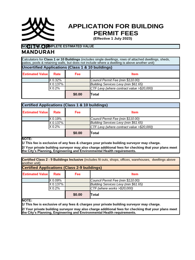 Building Permit Fee Calculators | PDF | Fee | Payments