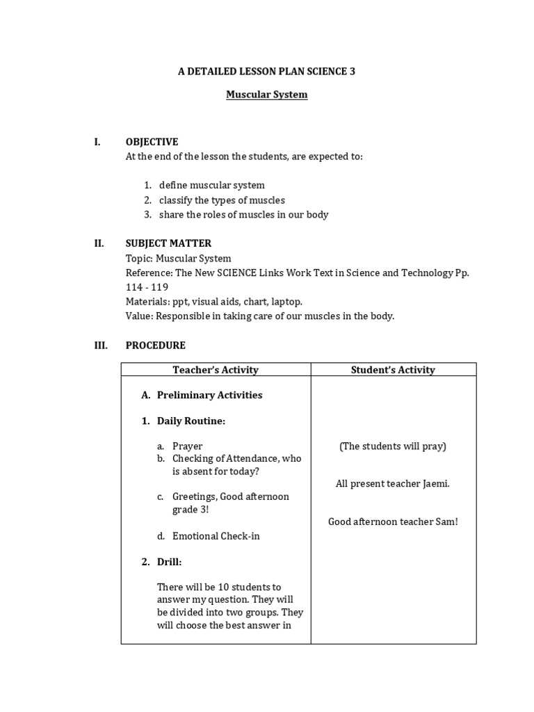 Lesson Plan: Understanding Muscular System | PDF | Muscle | Skeletal Muscle