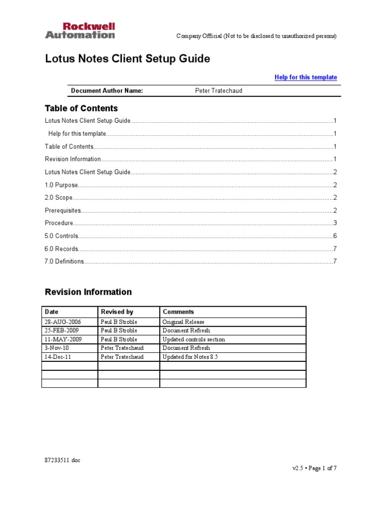 Lotus Notes Client Setup Guide 8.5 | PDF | Ibm Notes | Installation ...