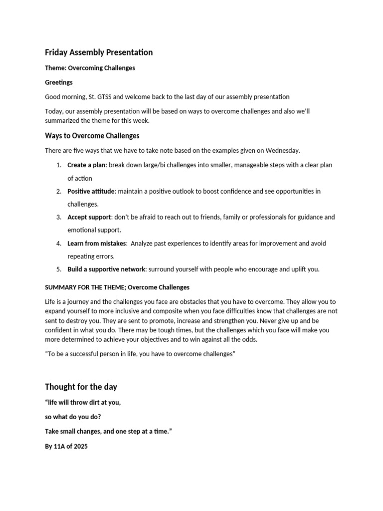 Friday Assembly Presentation | PDF