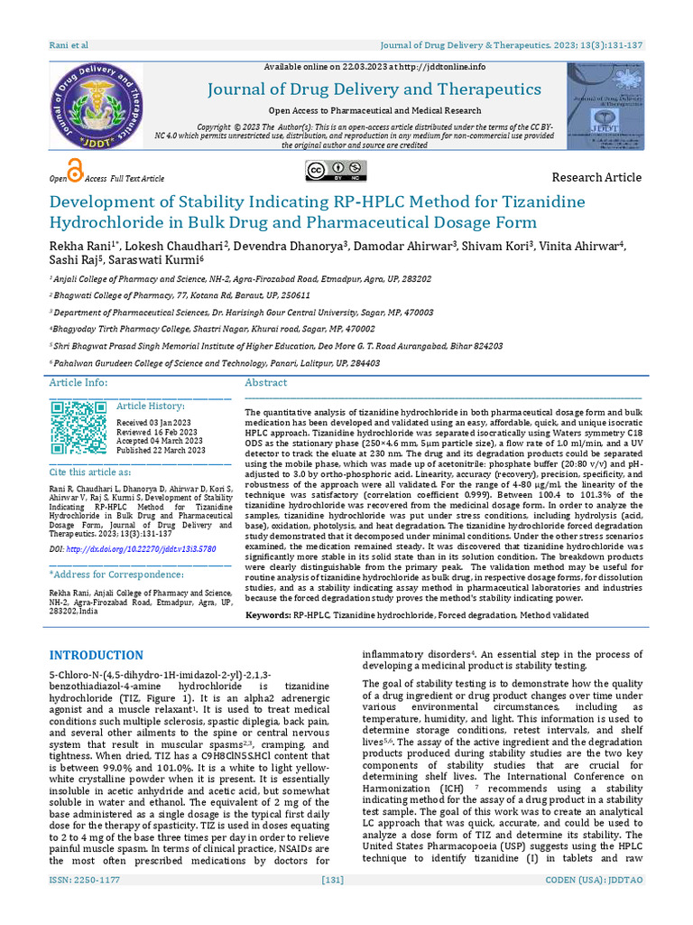 Development of Stability Indicating RP-HPLC Method | PDF | High Performance Liquid ...