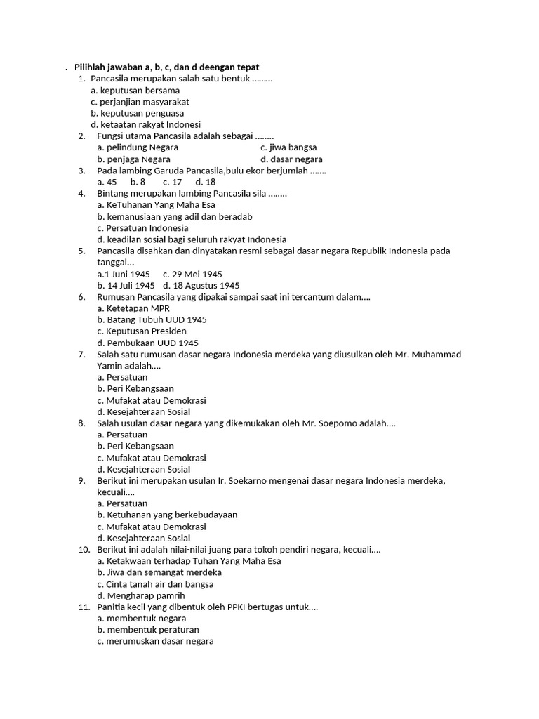 kisi-kisi SAS ganjil PKN kelas 4 tp 2425 | PDF