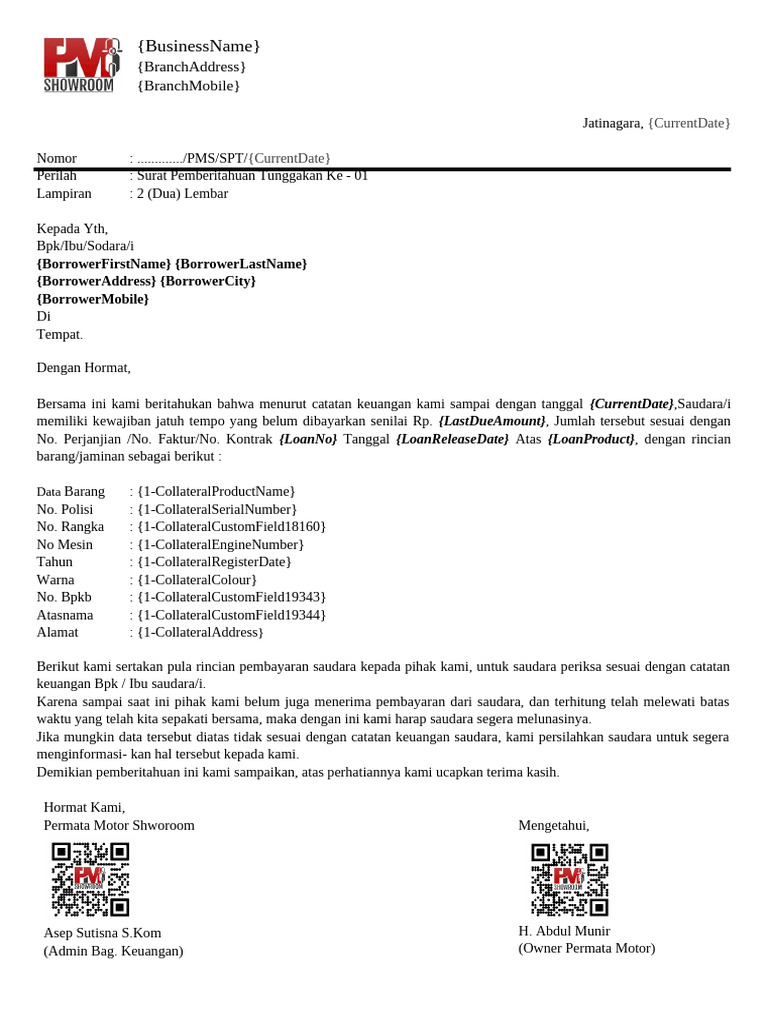 SURAT PEMBERITAHUAN TUNGGAKAN - 02 | PDF