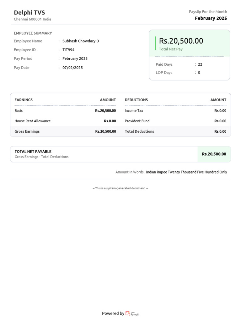Payslip TIT994 Feb 2025 2408761024225997439 1742374898516 | PDF