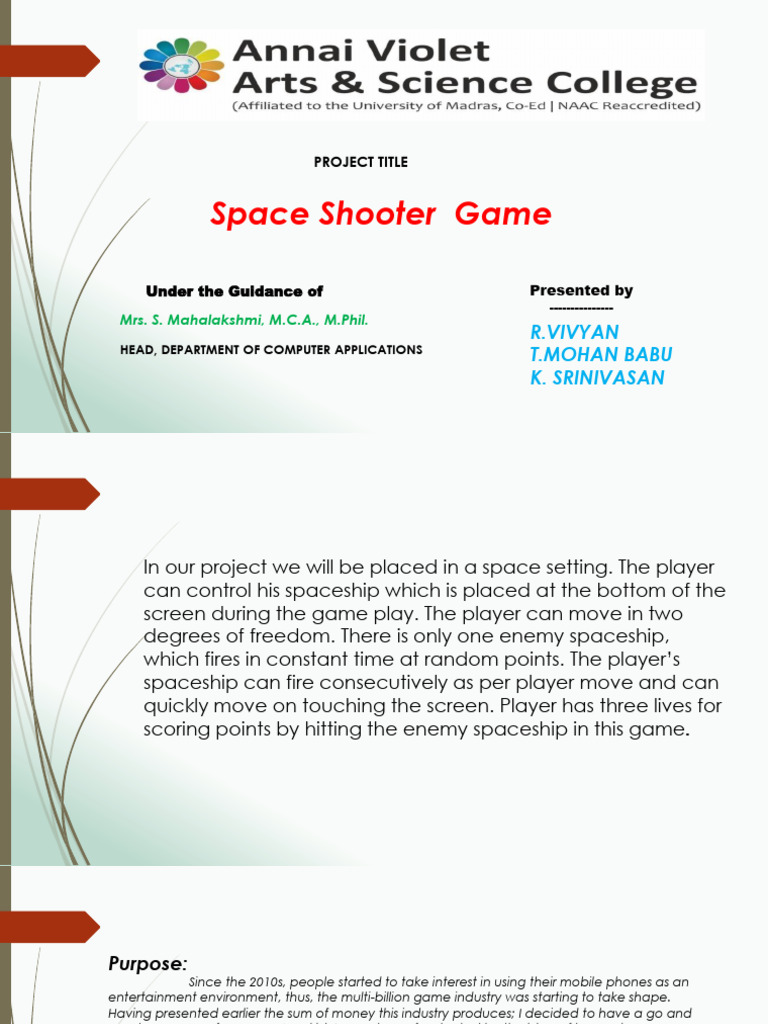 Space Shooter Combat Game PPT New | PDF | System | Augmented Reality
