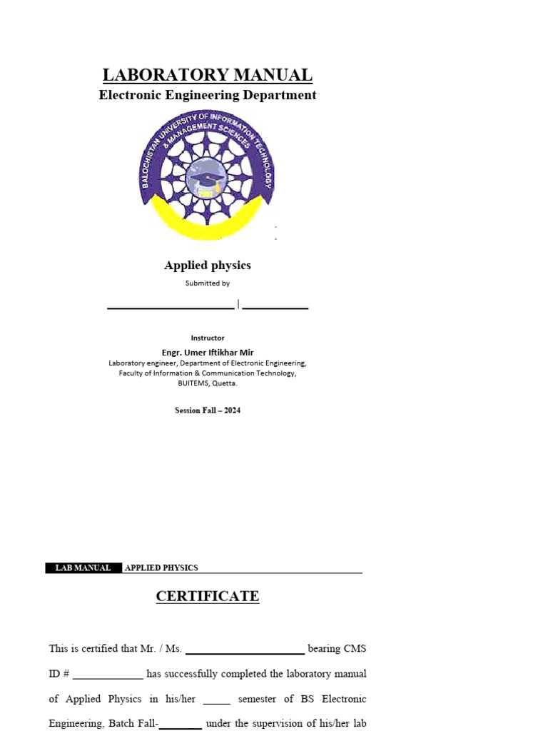 Applied Physics Lab#1 - To - Lab#9 Completed | PDF | Mirror ...