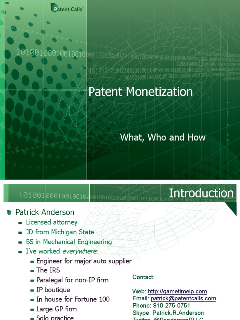 Patent Monetization: What, Who and How | PDF | Patent | Ownership