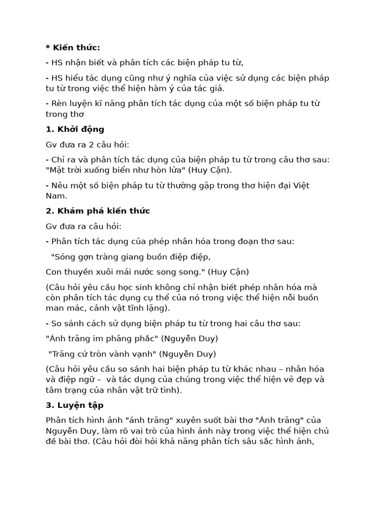 Tác dụng của một số BPTT trong thơ.ath | PDF