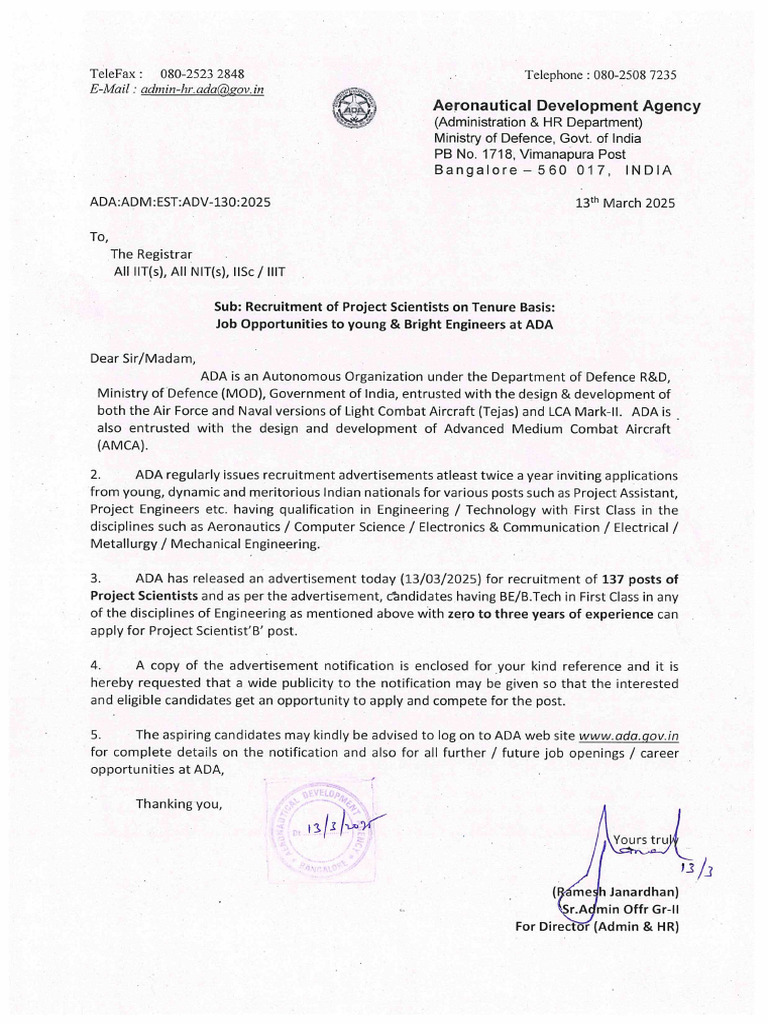 Registrar Letter 13.03.2025 | PDF