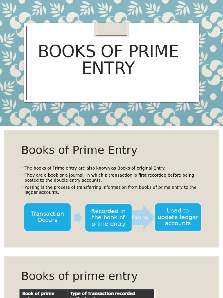 Books of Prime Entry | PDF | Debits And Credits | Cash