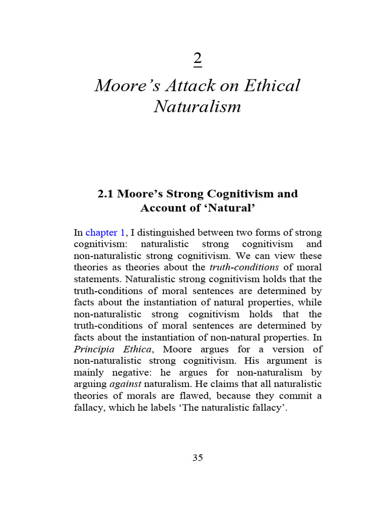 Ch.2 Moore's Attack On Ethical Naturalism | PDF | Epistemology | Logic