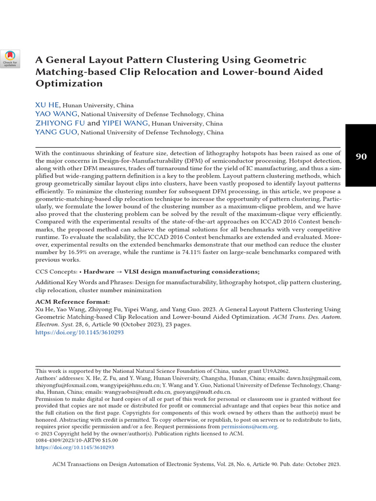 A General Layout Pattern Clustering Using Geometric Matching-Based Clip Relocation and Lower ...