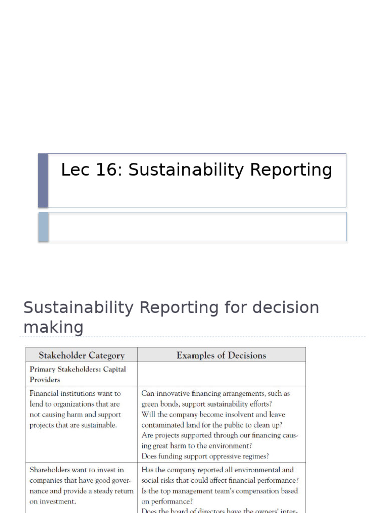 Sustainability Reporting Insights | PDF | Sustainability | Life Cycle ...